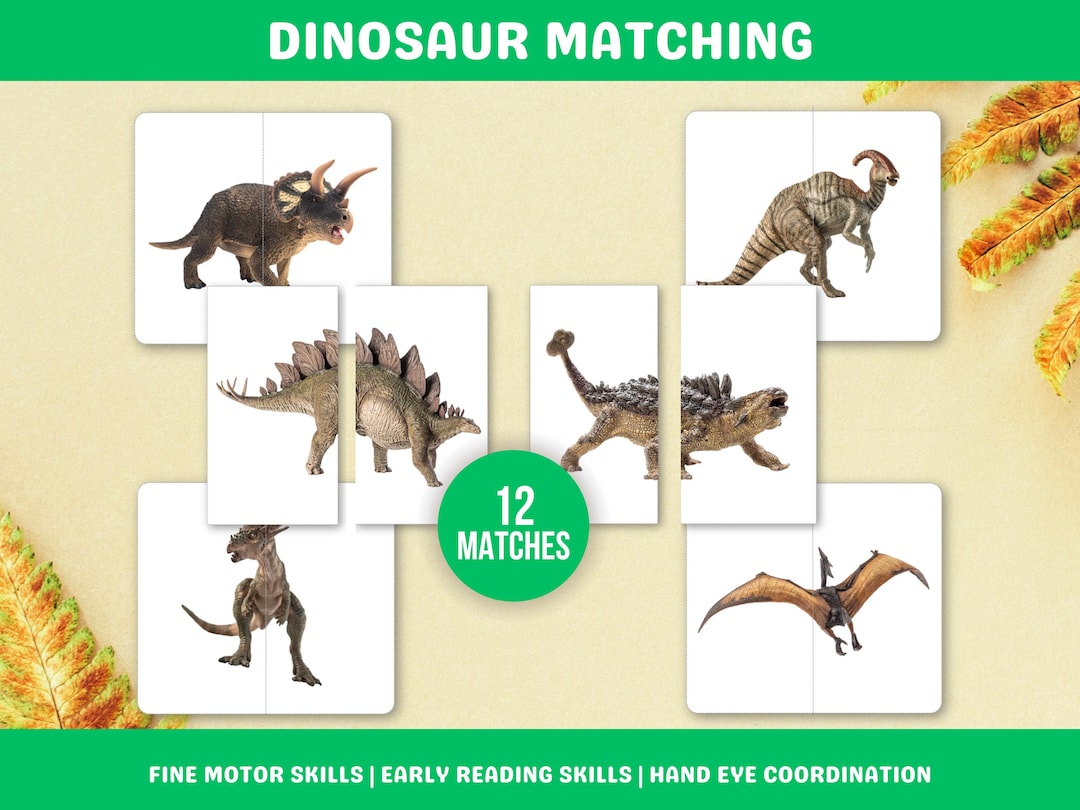 Dinosaur Matching Activity, Toddler Preschooler Game - Etsy