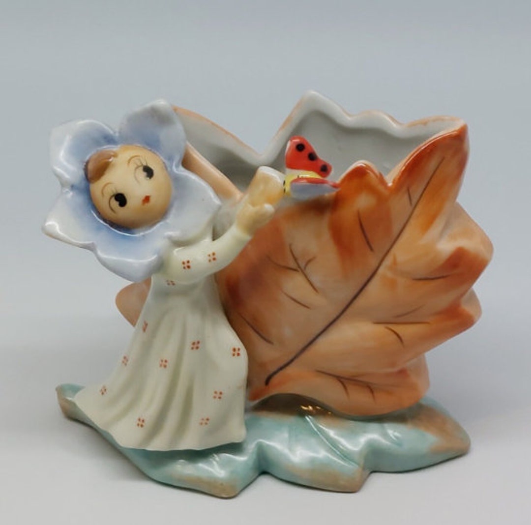 Vintage Anthropomorphic Flower Face Girl Butterfly Planter - Etsy