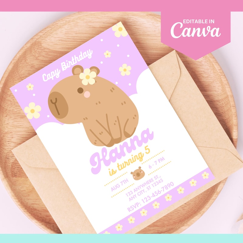 Capibara invitacion - Etsy México