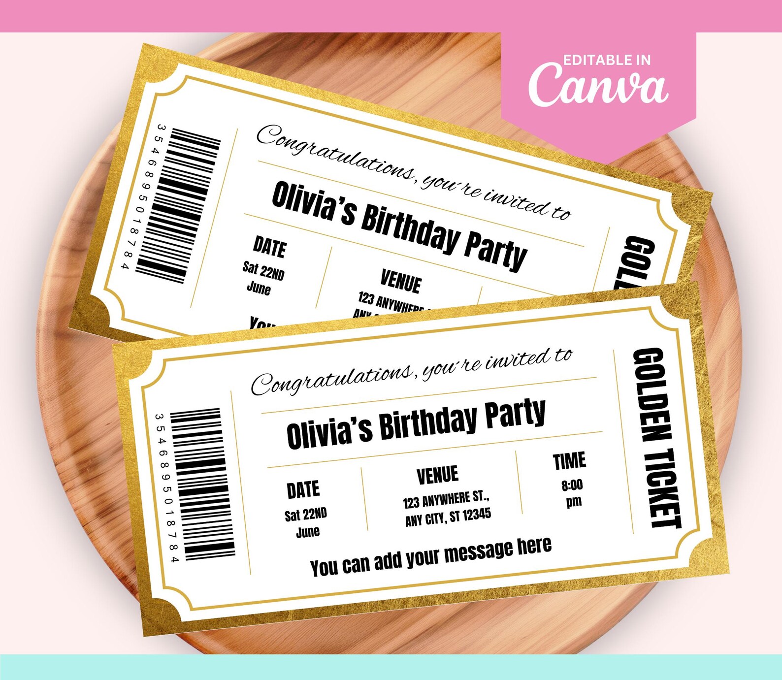 Golden Ticket Invitation Template Printable Birthday Invitation ...