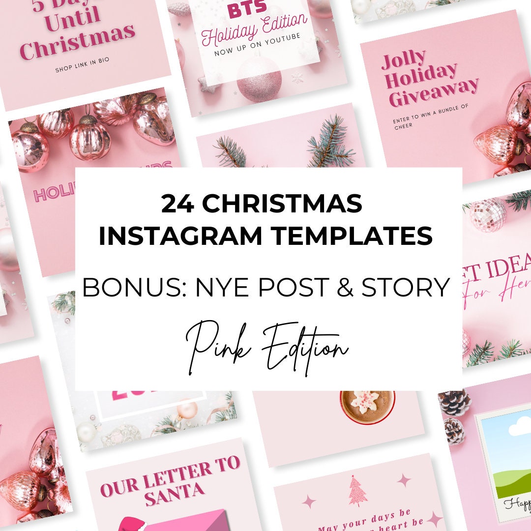 Pink Christmas Instagram Templates, Christmas Social Media Templates ...