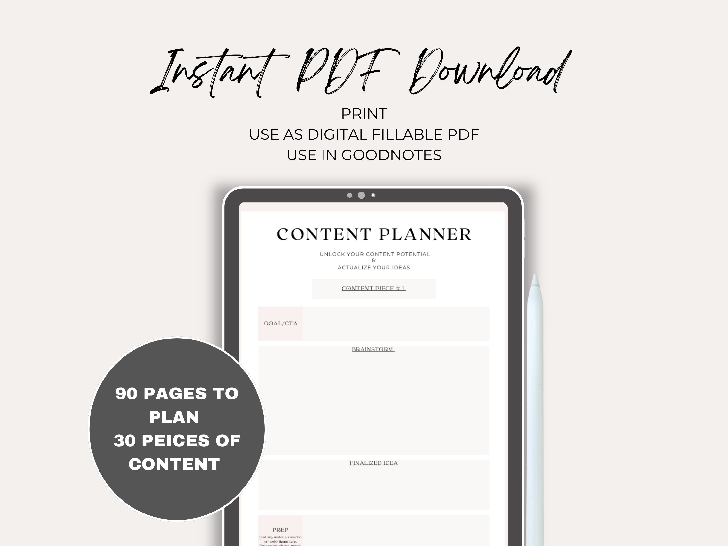 Content Planning Sheets Content Piece Planner Worksheets PDF Goodnotes ...
