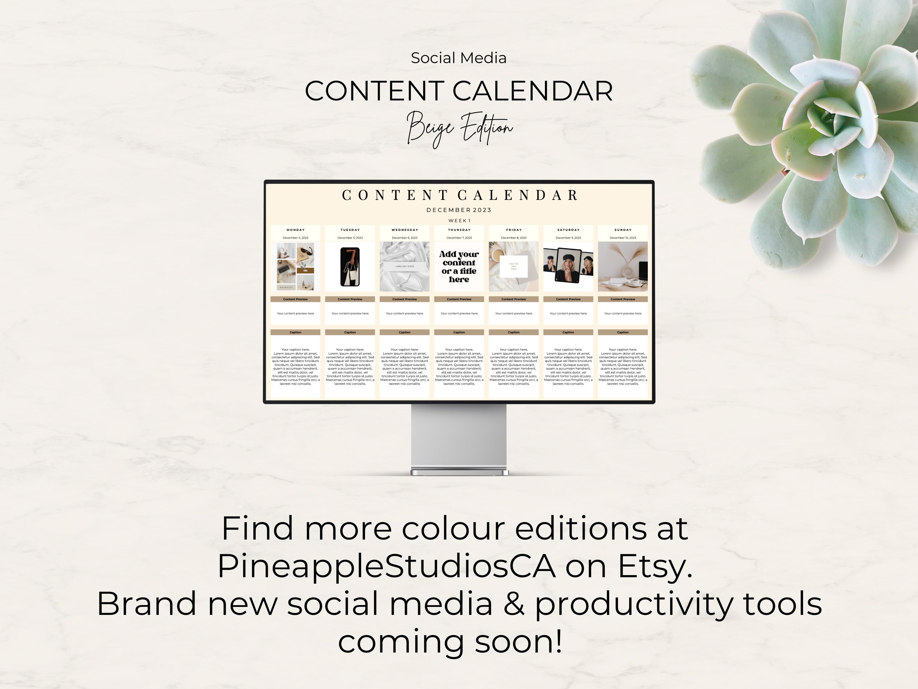 Google Sheets Social Media Content Calendar, Simple, Content Planning ...