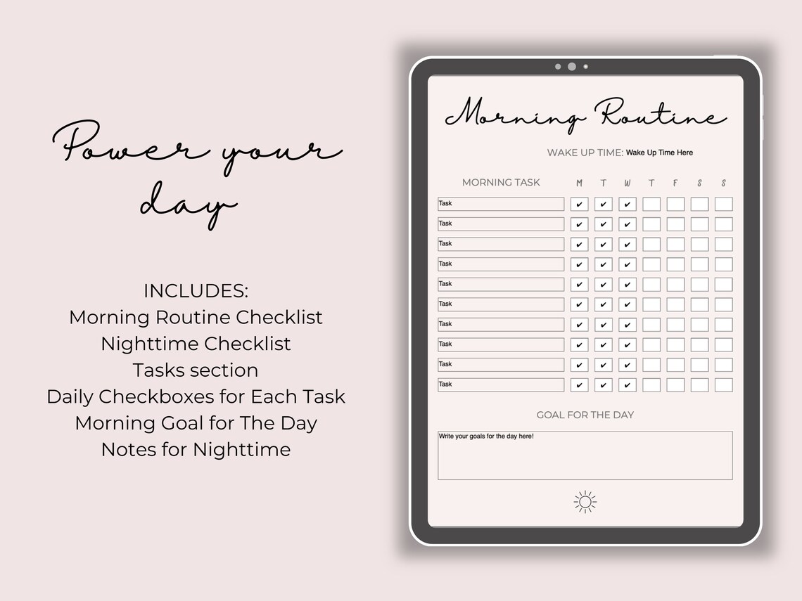 Morning & Nighttime Routine Checklists, Fillable Pdfs, Morning ...
