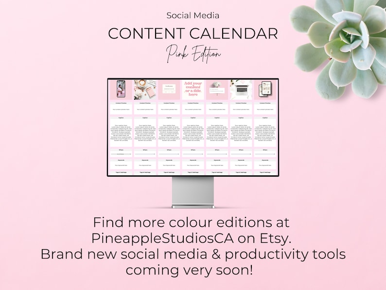 Google Sheets Social Media Content Calendar, Simple, Content Planning ...