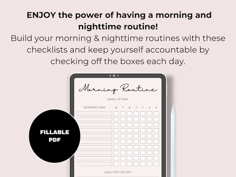 Morning & Nighttime Routine Checklists, Fillable Pdfs, Morning ...