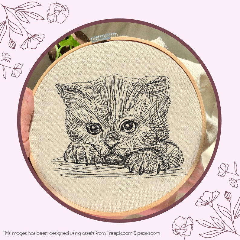 Set of Cat Outlines Machine Embroidery Design | Kitten Designs | 5 ...