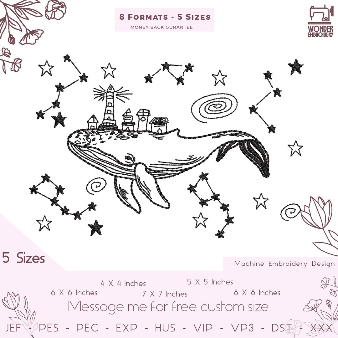 Whale Machine Embroidery Design | Sea Life Whale | Mini Baby Whale ...