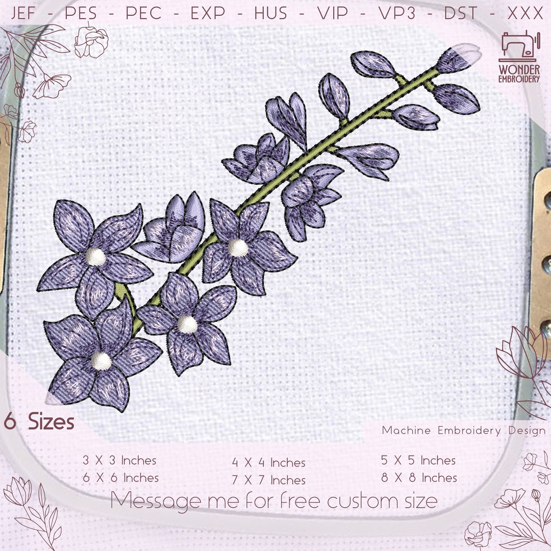 June Larkspur Flower Machine Embroidery Design | July Birth Flower ...