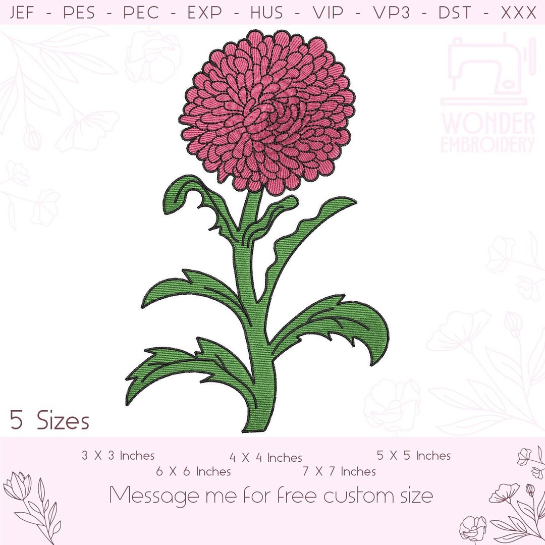 Aster Flower Machine Embroidery Design | Botanical Design Files ...