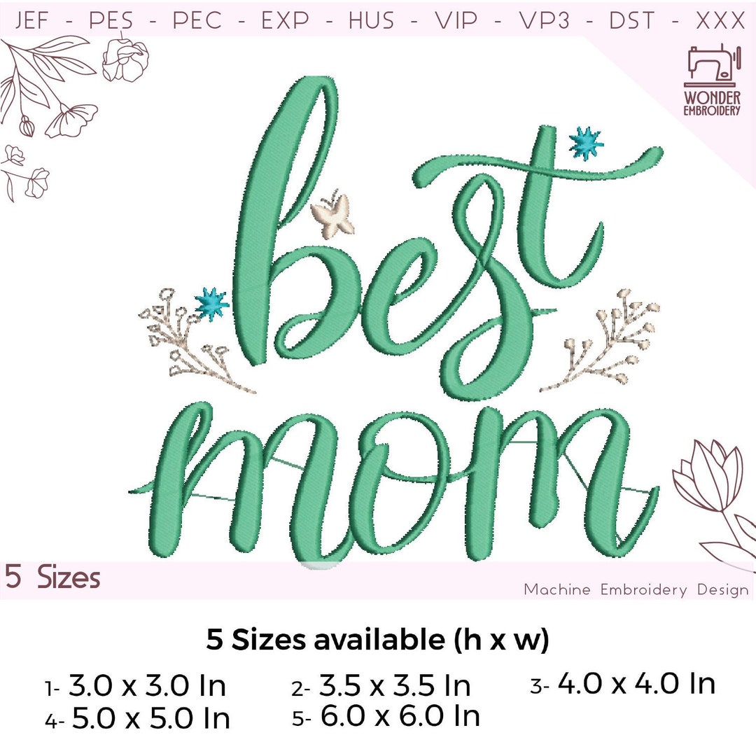 Best Mom | Mother's Day Machine Embroidery Design | Happy Mother's Day ...