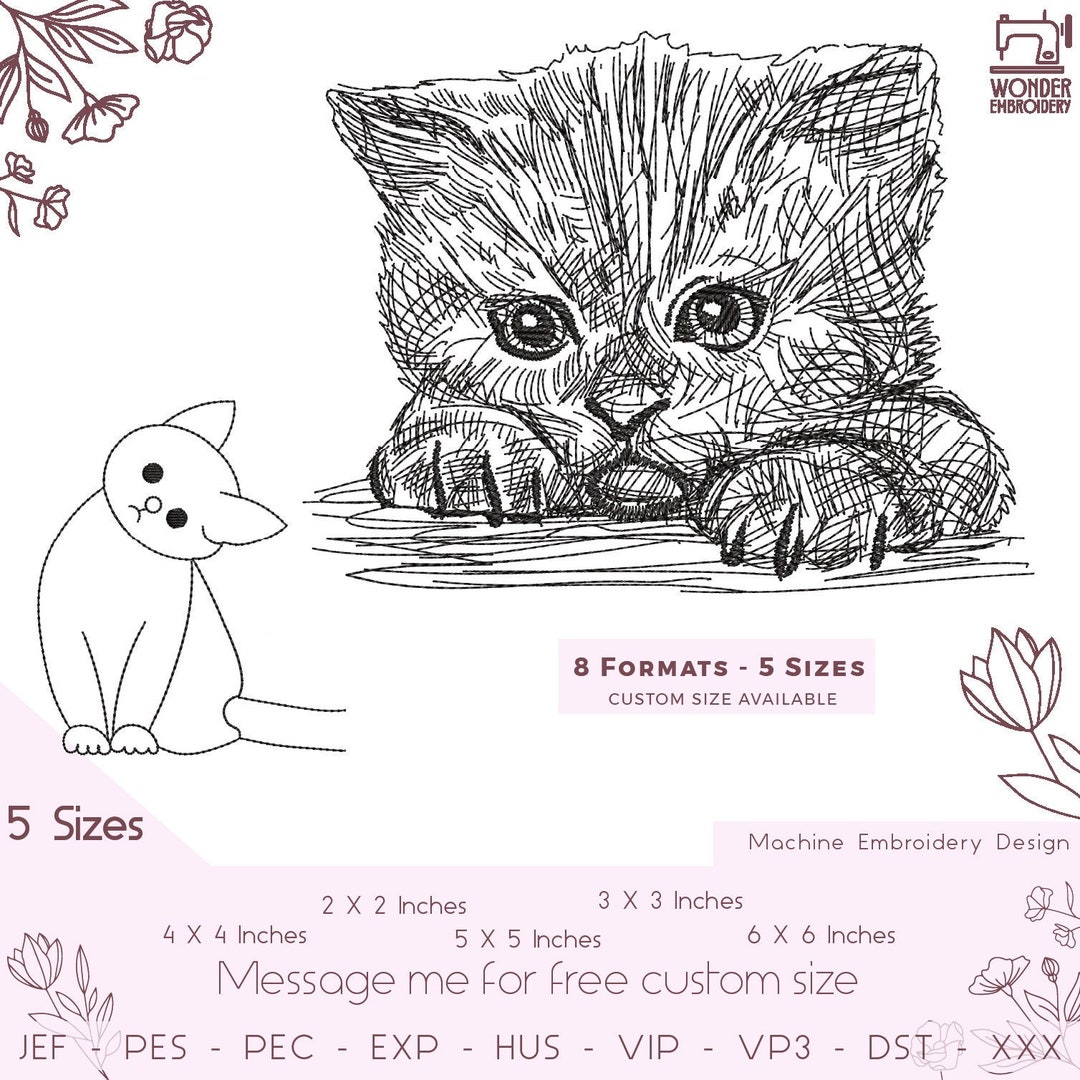 Set of Cat Outlines Machine Embroidery Design | Kitten Designs | 5 ...