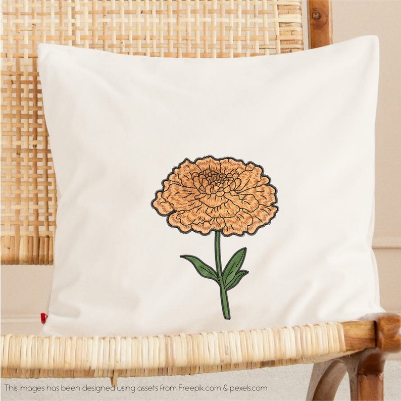 October Marigold Flower Machine Embroidery Design | October Birth ...