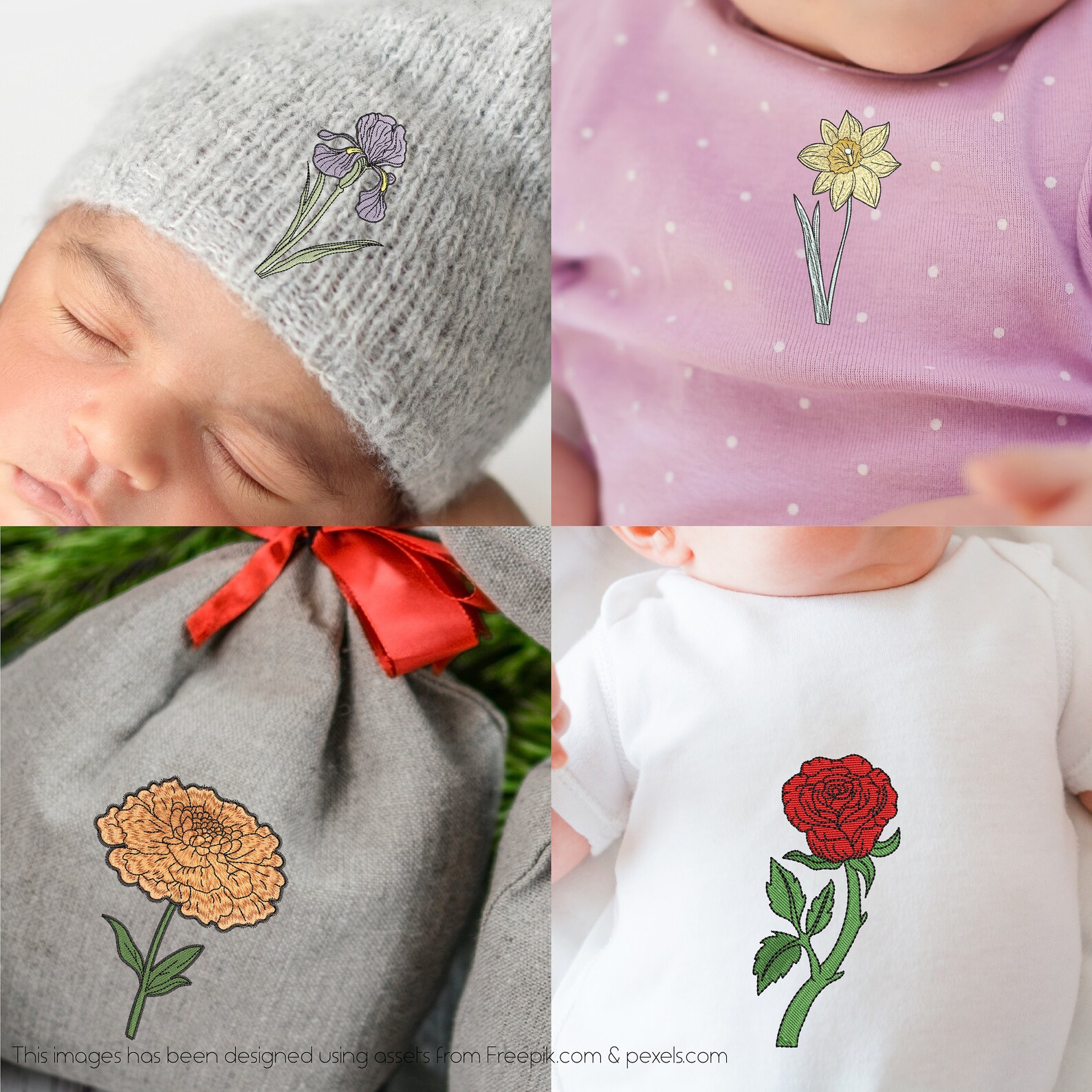 Birth Flower Set Machine Embroidery Design Botanical Design Files ...