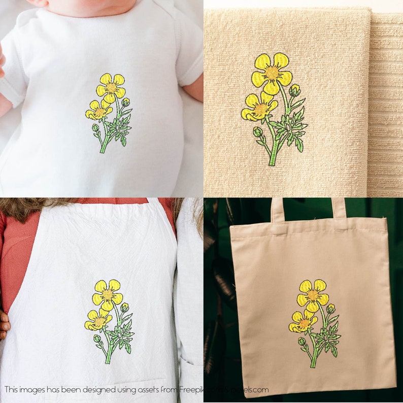 Buttercup Flower Machine Embroidery Design | Wild Herbs | Botanical ...