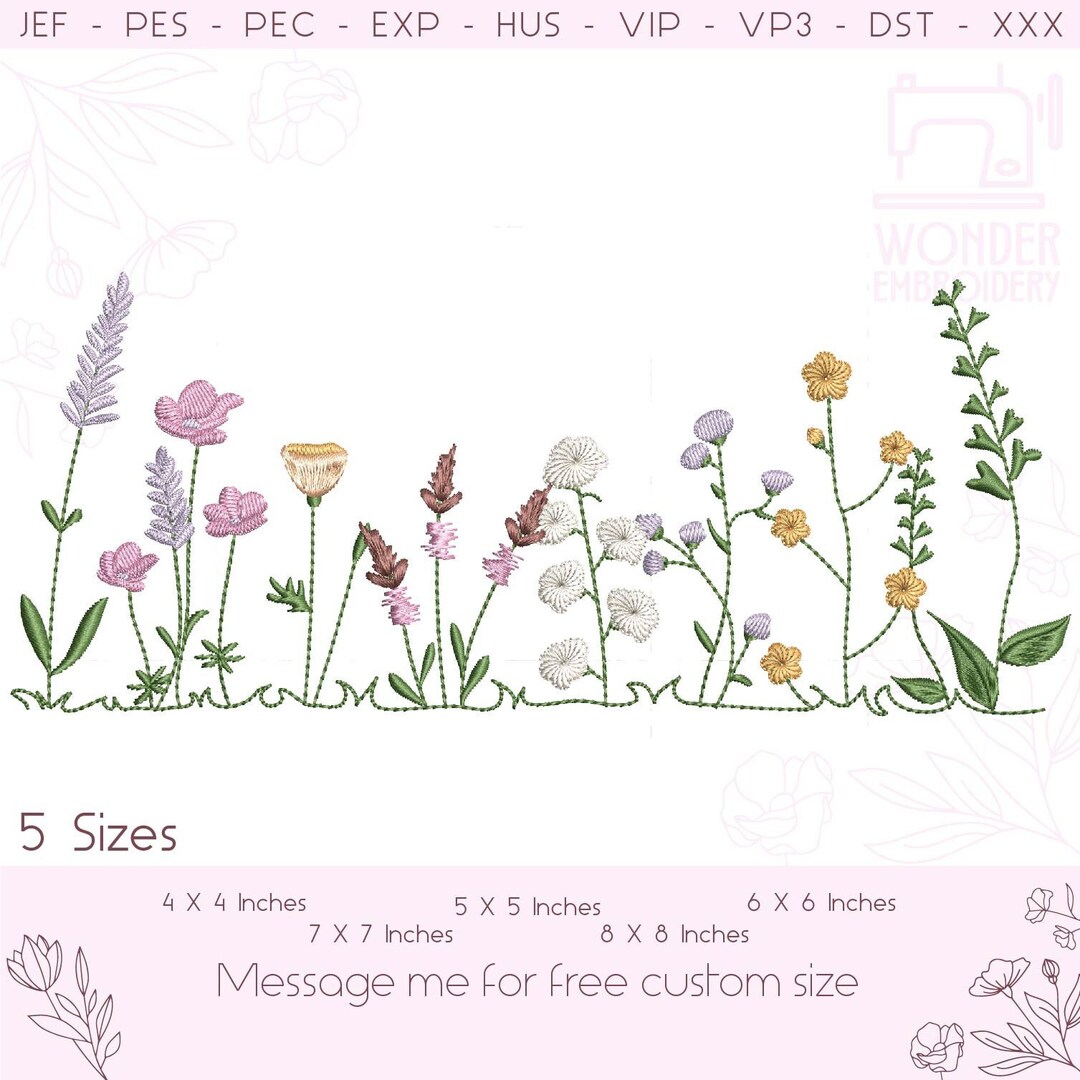 Wild Herbs, Flower and Butterflies Machine Embroidery Design ...