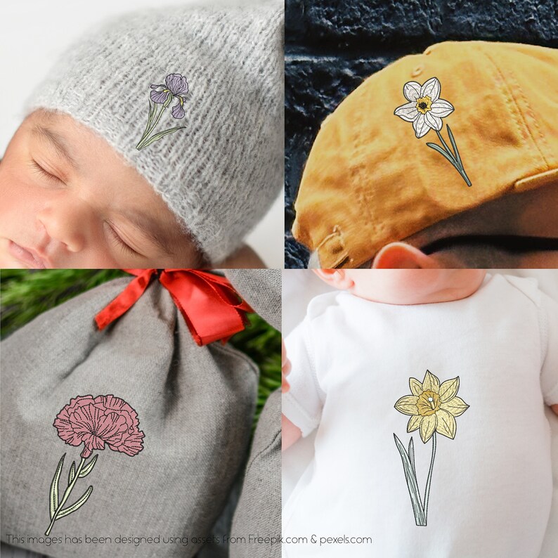 12 Birth Month Flower Set Machine Embroidery Design | Botanical Design ...