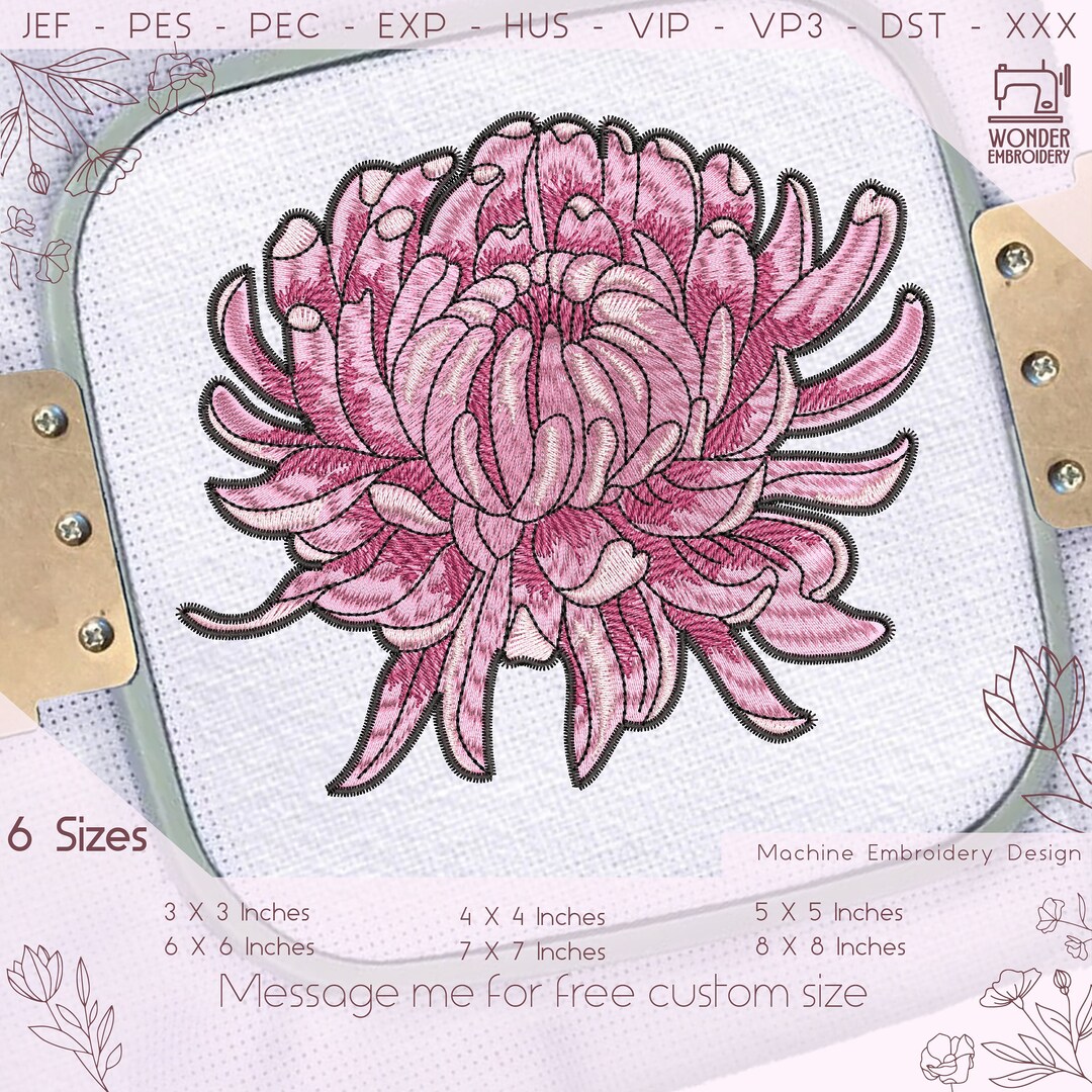 November Chrysanthemum Flower Machine Embroidery Design | November ...