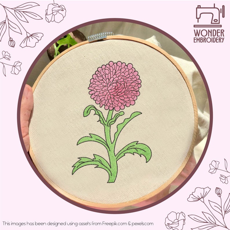 Aster Flower Machine Embroidery Design | Botanical Design Files ...