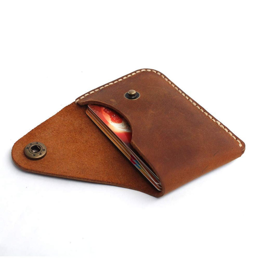 Handmade Minimalist Reclaimed Leather Card Case Wallet for Men & Women ...