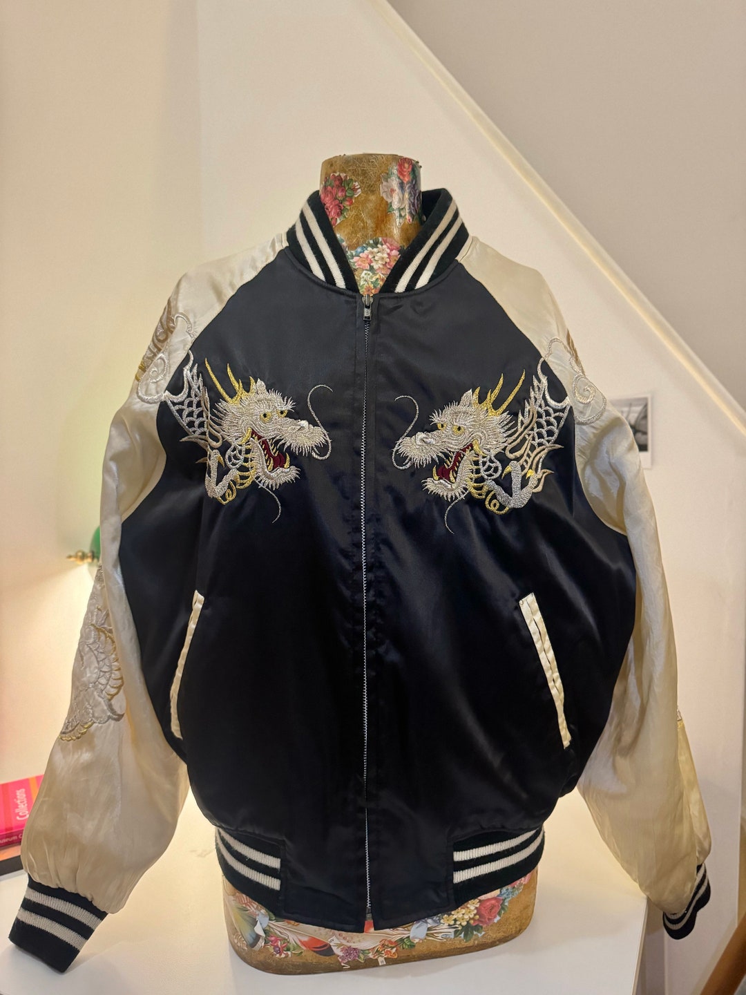 Vintage Japanese Souvenir Jacket Black Bomber Jacket Men's Size Small ...
