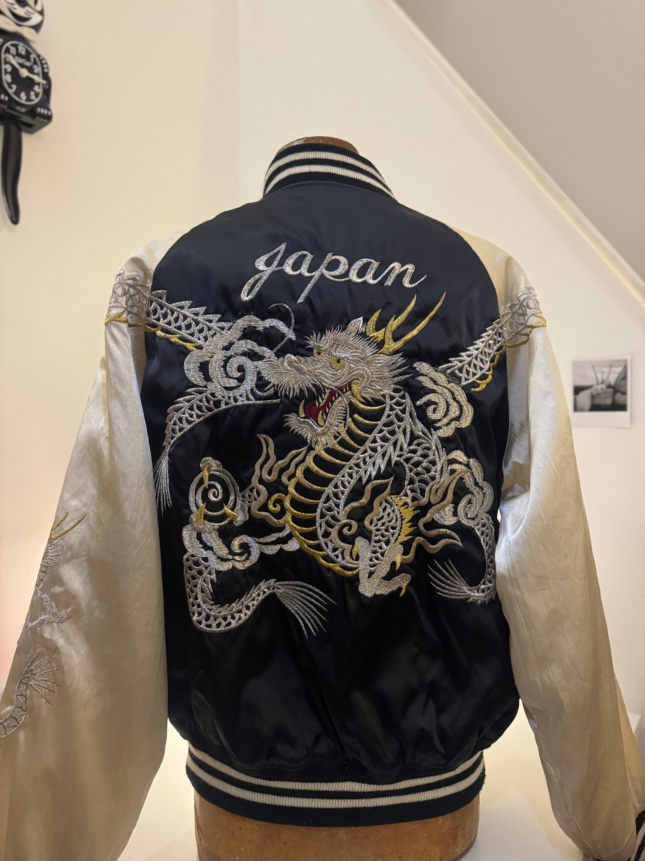 Vintage Japanese Souvenir Jacket Black Bomber Jacket Men's Size Small ...