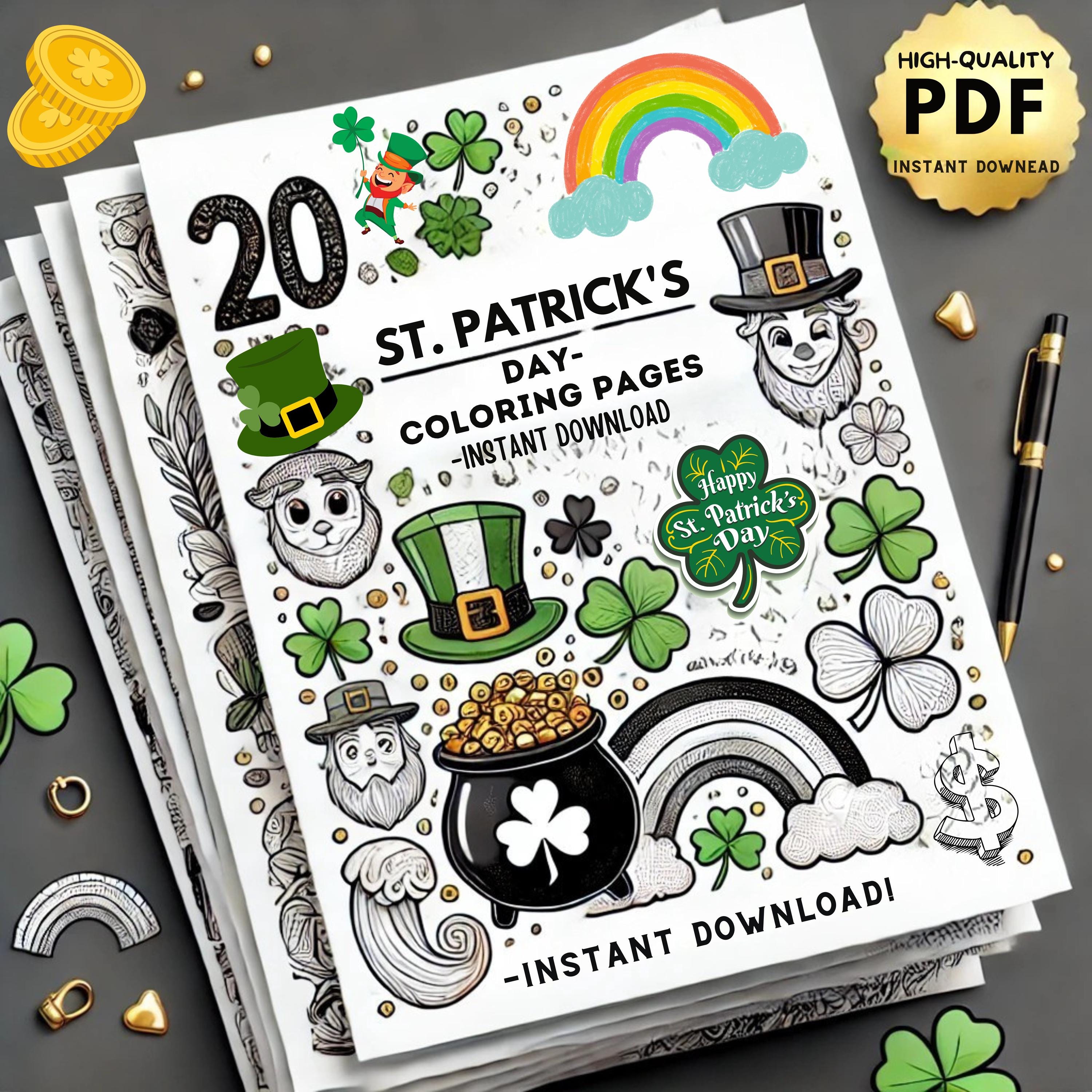 St Patricks Day Coloring Pages, Kids & Adults St Patricks Coloring ...