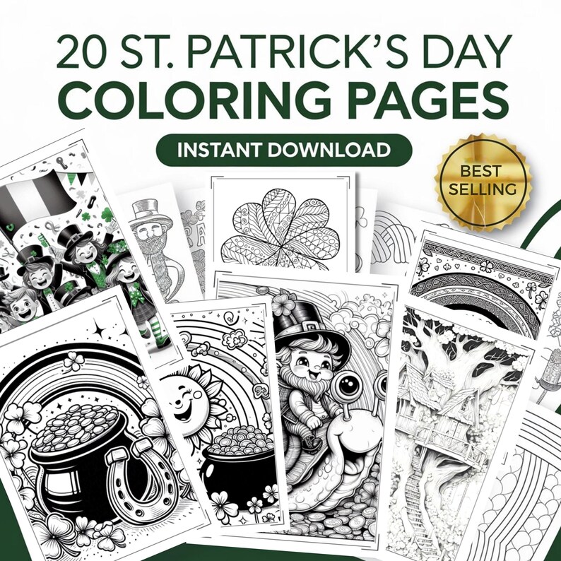 St Patricks Day Coloring Pages, Kids & Adults St Patricks Coloring ...