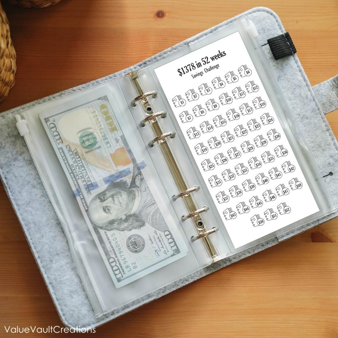 52 Week Savings Challenge Printable: A6 Cash Envelope Insert (PDF) - Etsy