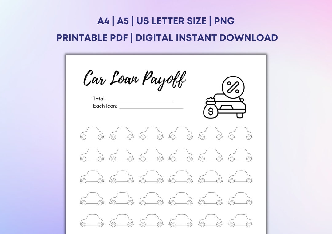 Car Loan Payoff Tracker Printable Car Loan Debt Tracker Debt Snowball ...