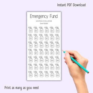 Emergency Fund Savings Challenge: A6 Printable Tracker (PDF) - Etsy