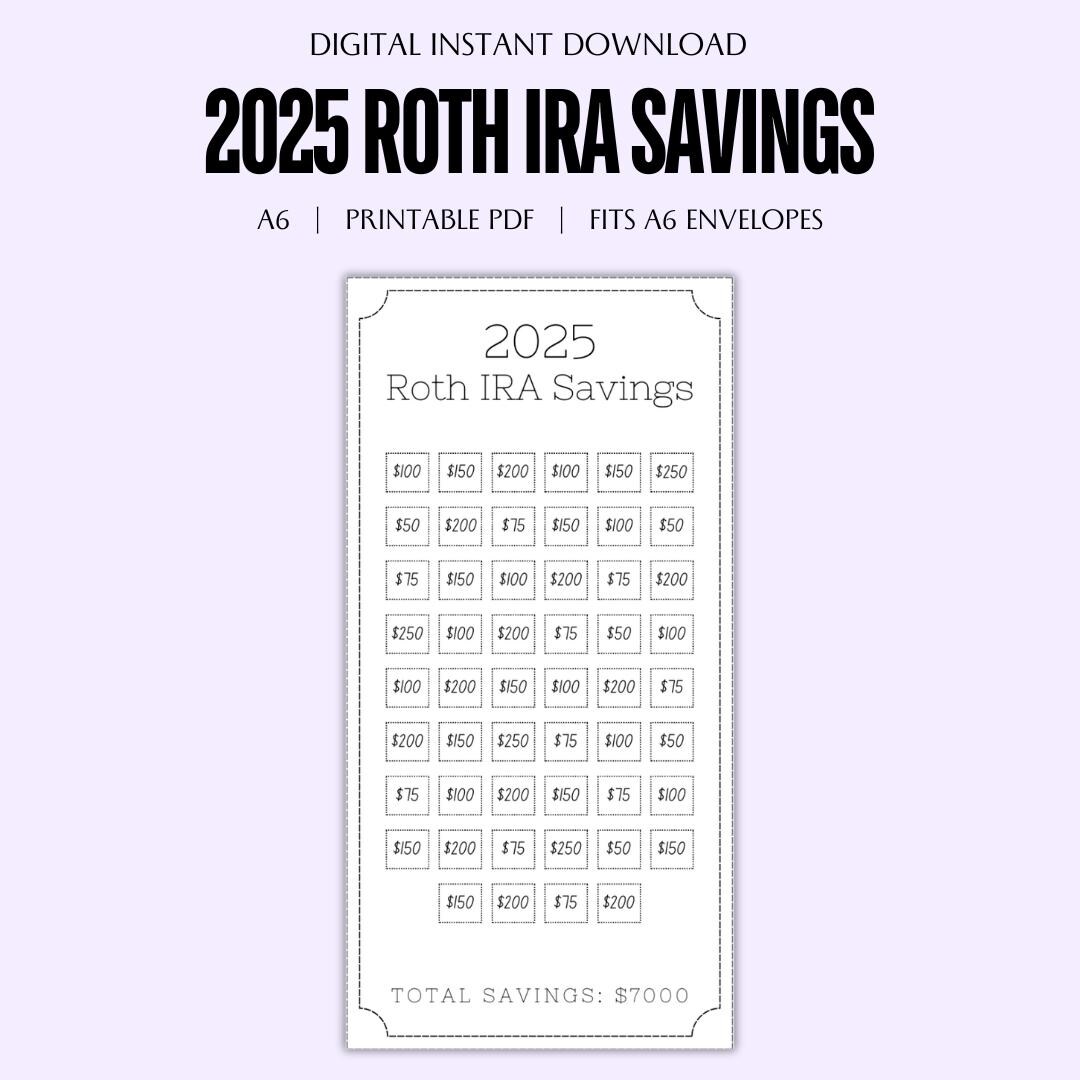 7000 Roth IRA Savings Challenge | Roth IRA Savings Tracker | Money ...