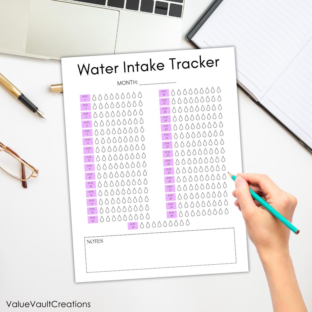 Monthly Water Intake Tracker Printable | 31 Day Water Challenge ...