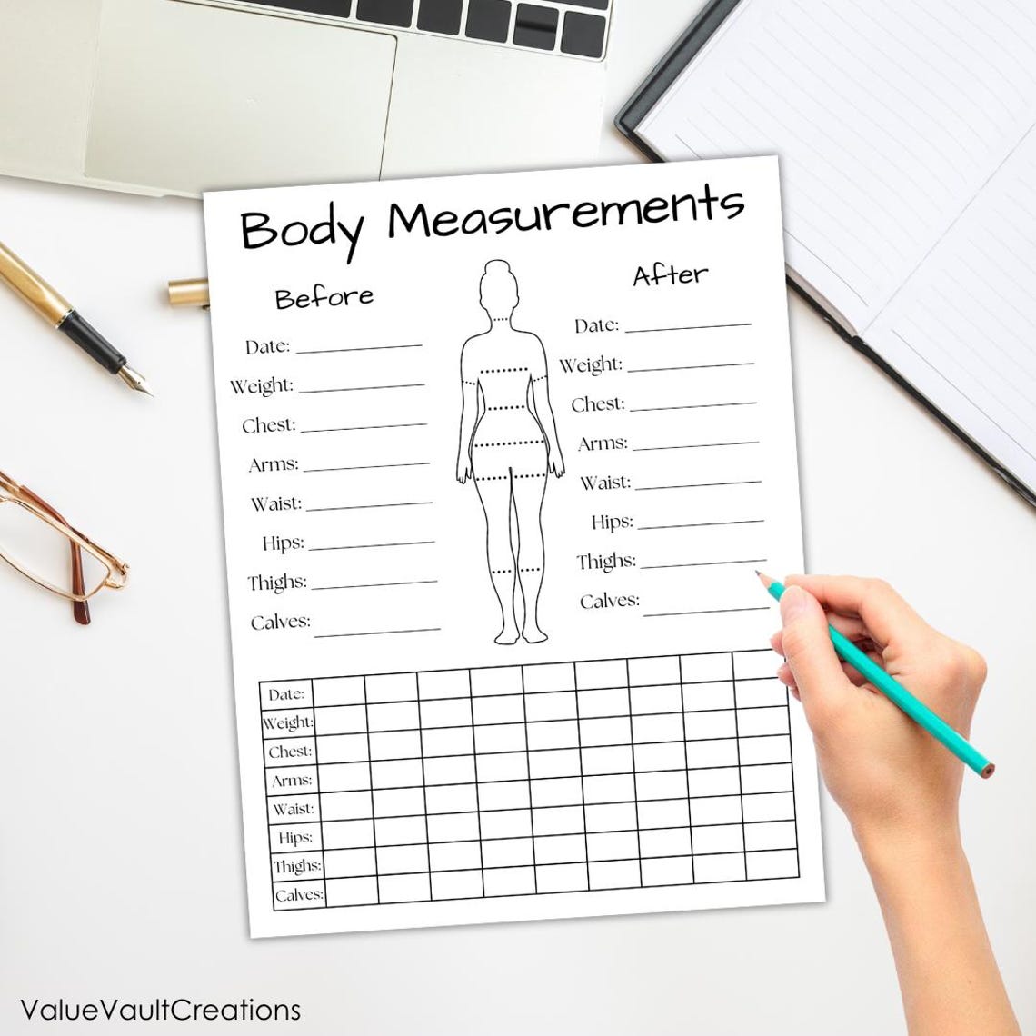 Body Measurement Tracker Printable: Weight Loss Progress (PDF) - Etsy