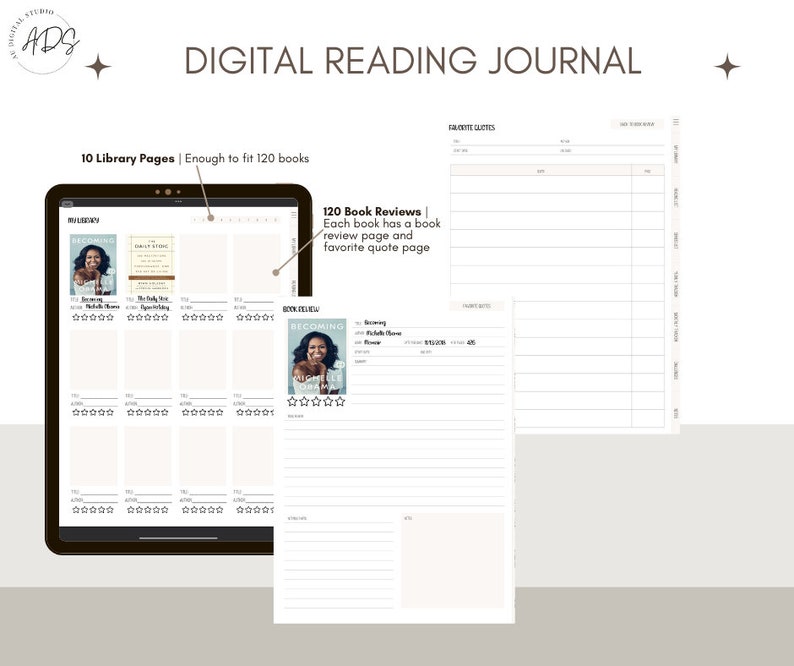 Digital Reading Journal, Reading Log, Reading Planner, Reading Tracker ...