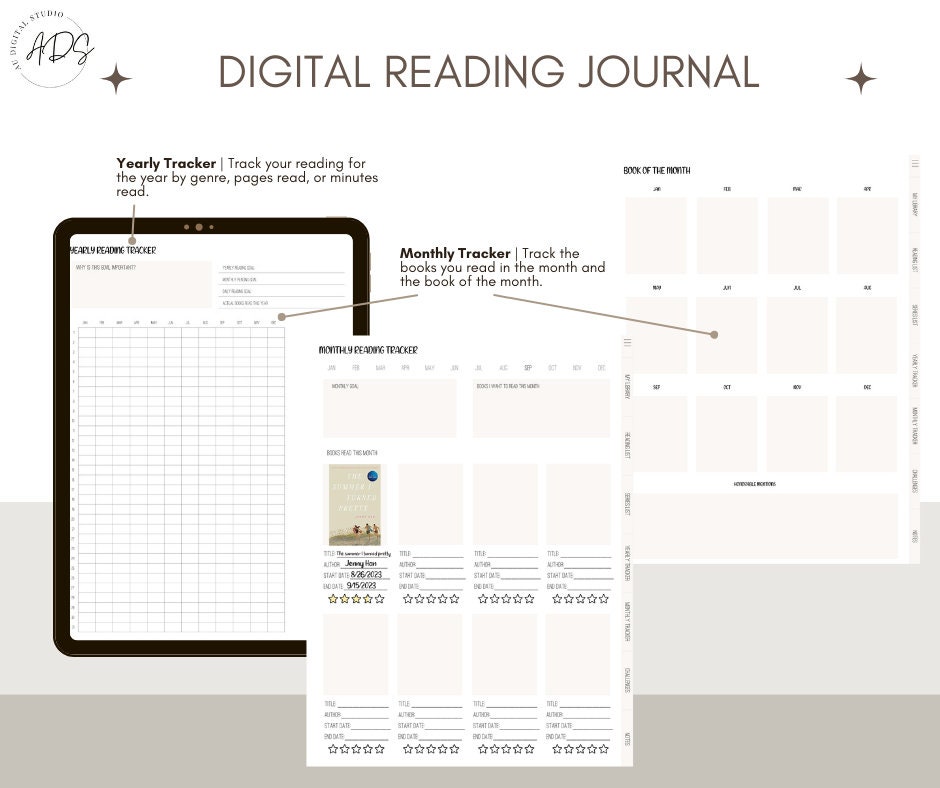 Digital Reading Journal, Reading Log, Reading Planner, Reading Tracker ...