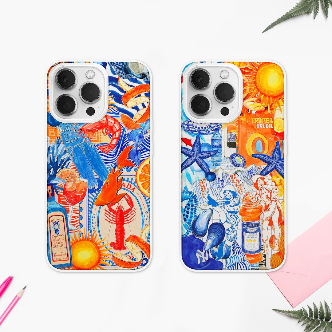 Summer Sunday Collage Magsafe Phone Case | Orange Blue Preppy Aesthetic ...