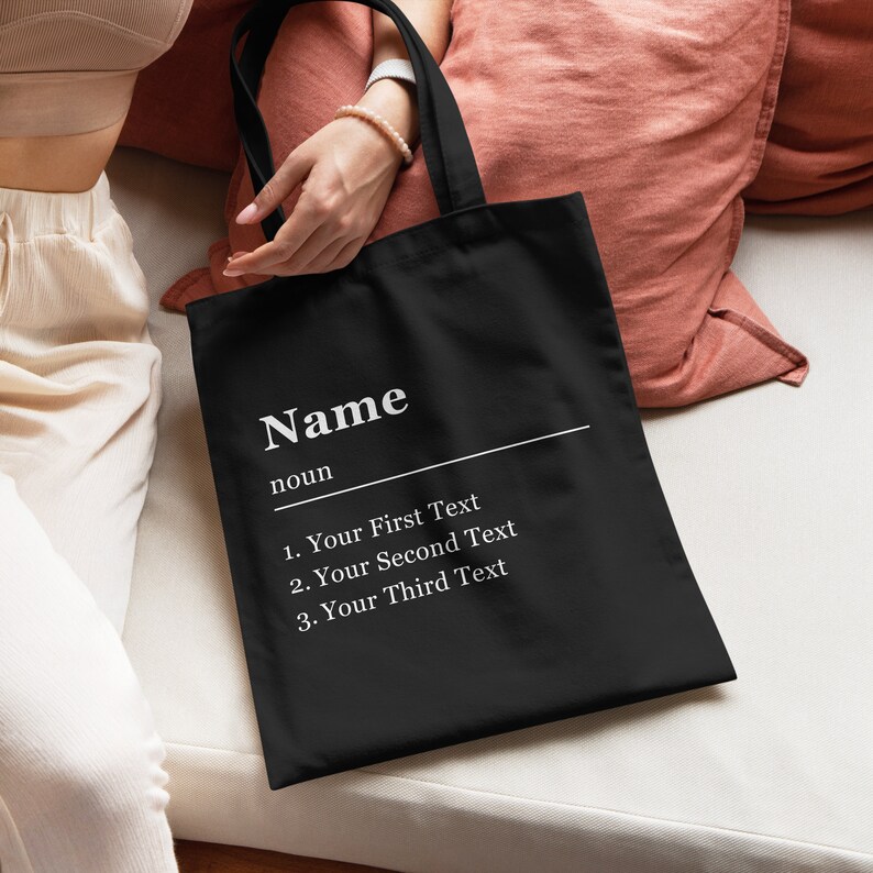 Personalized Name Definition Tote Bag Custom Name Shopping Bag ...