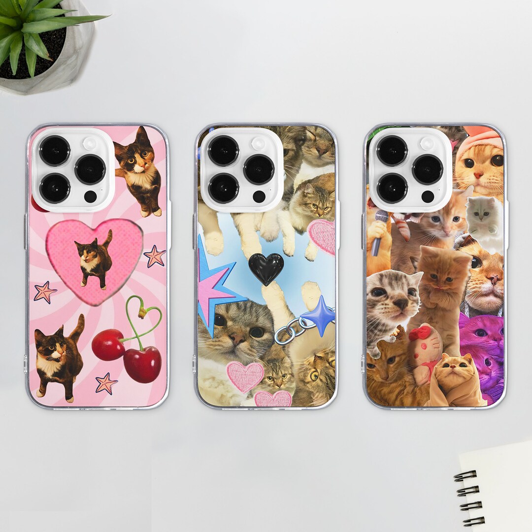 Kitty Cat Meme Collage Magsafe Phone Case | Heart Cat Phone Cover ...