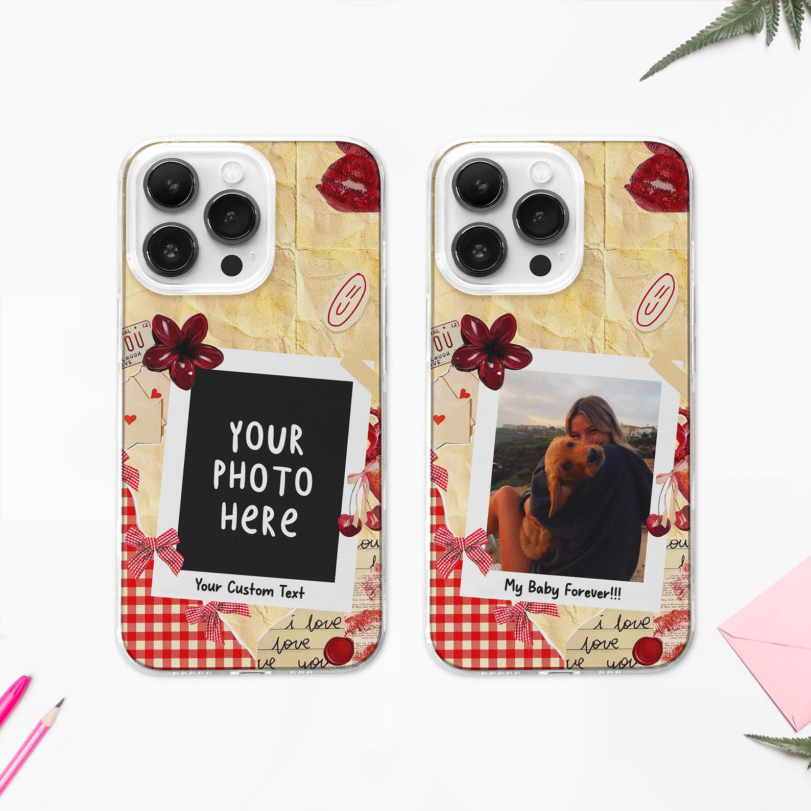 Personalized Polaroid Collage Magsafe Phone Case, Couple Love Scrapbook ...