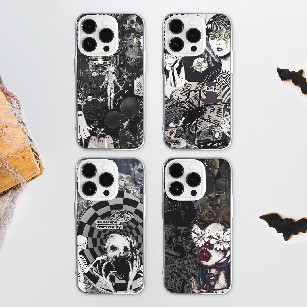Gothic Dark Aesthetic Collage Phone Case | Discoball Skull Collage ...