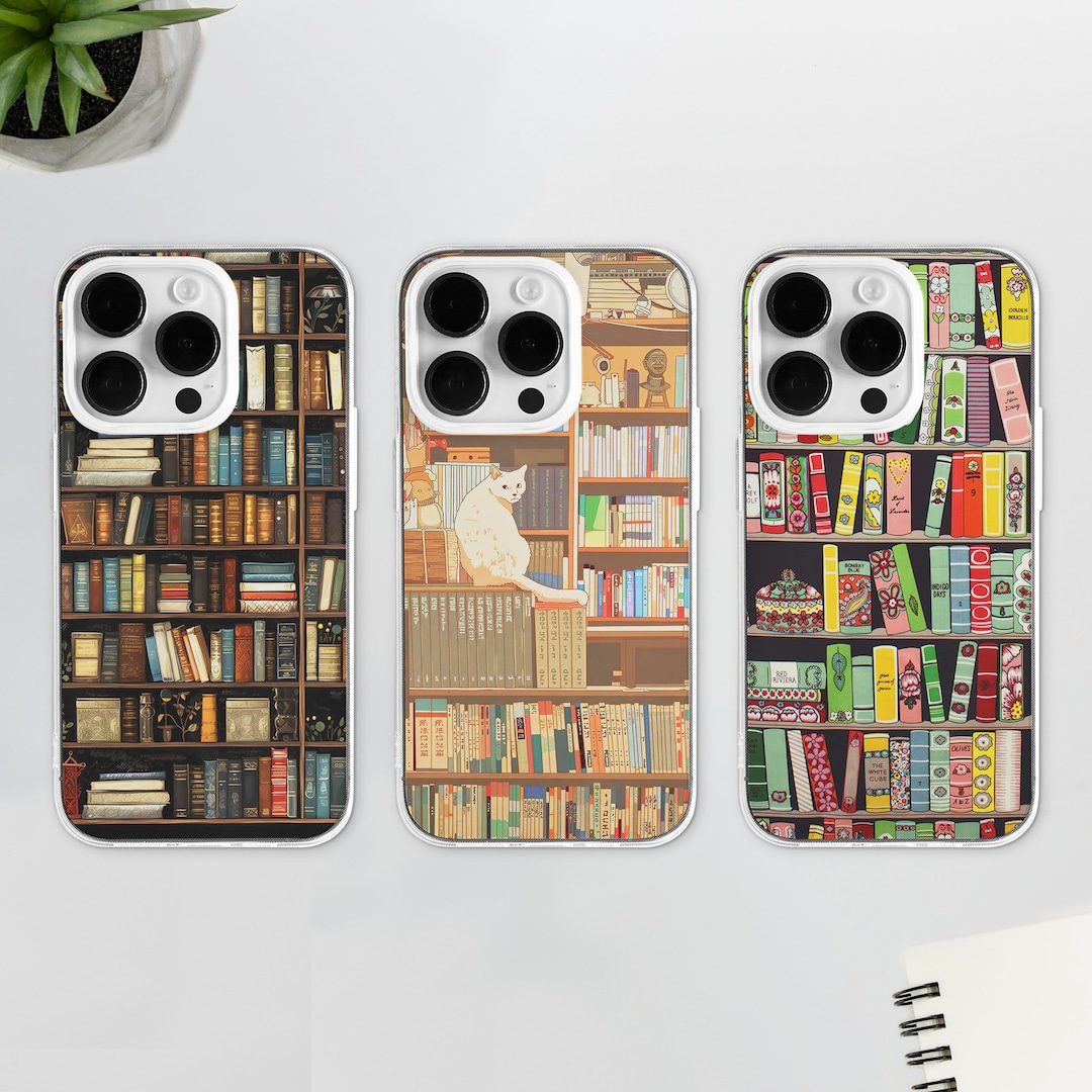Vintage Bookshelf Magsafe Phone Case, Book Lover Gift iPhone 17 16 15 ...
