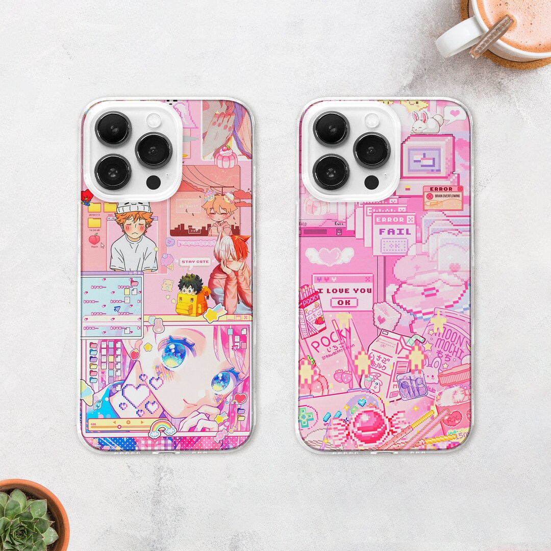 Pink Anime Collage Magsafe Phone Case: Kawaii Pixel Art Girl Gift ...