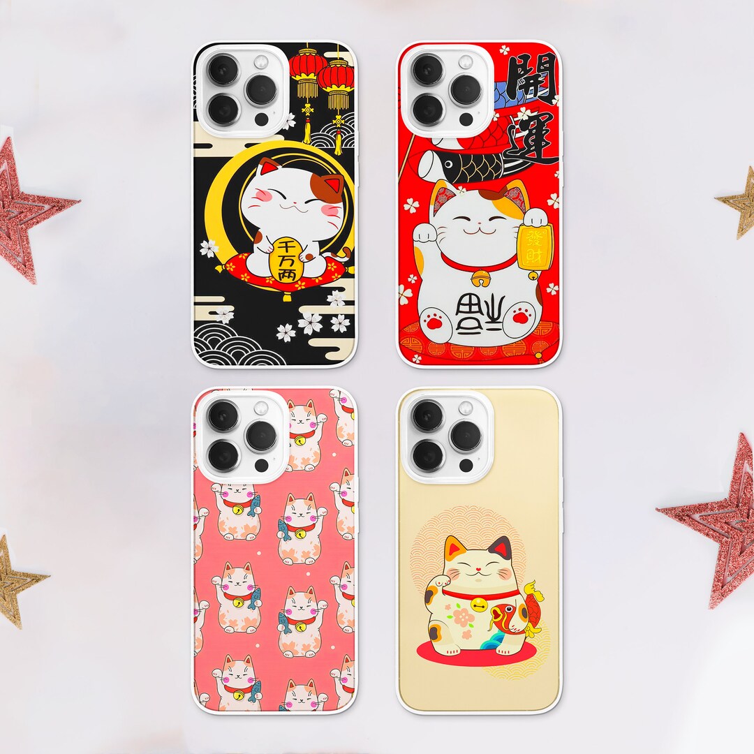 Lucky Fortune Cat Magsafe Phone Case, Maneki Neko Cover iPhone 17 16 15 ...