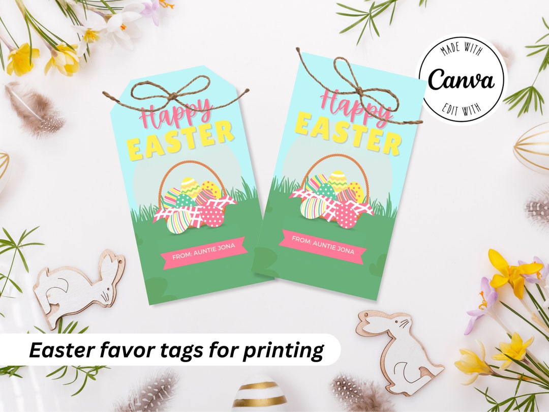 Personalized Easter Favor Tags Printable, Printable Easter Favor Tag ...