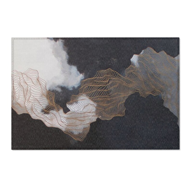 Abstract Topographical Contour Rug Modern Artistic Area Rug With ...