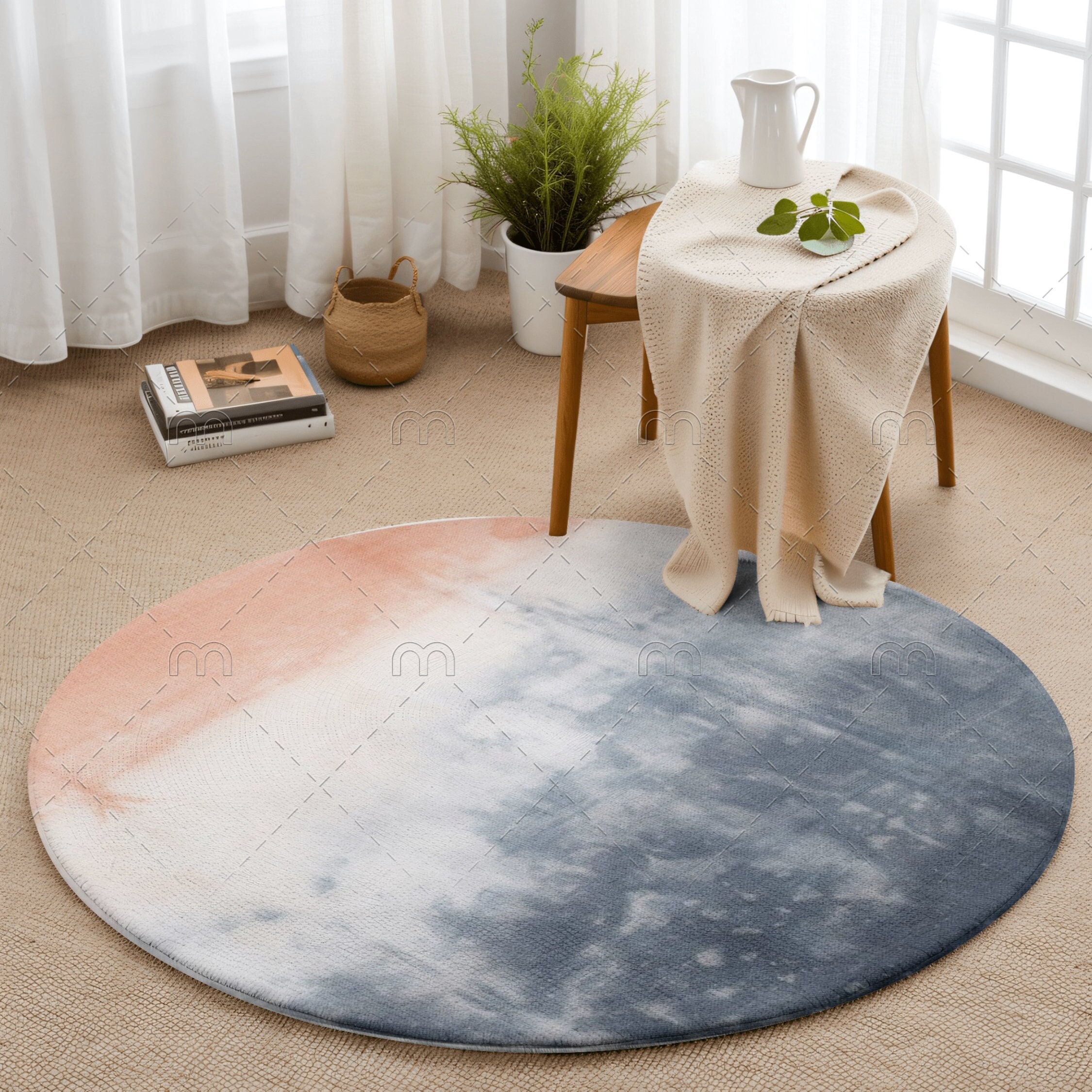 Neapolitan Circle Wall Decal Round Rug, Colorful Soft Round Rug for ...
