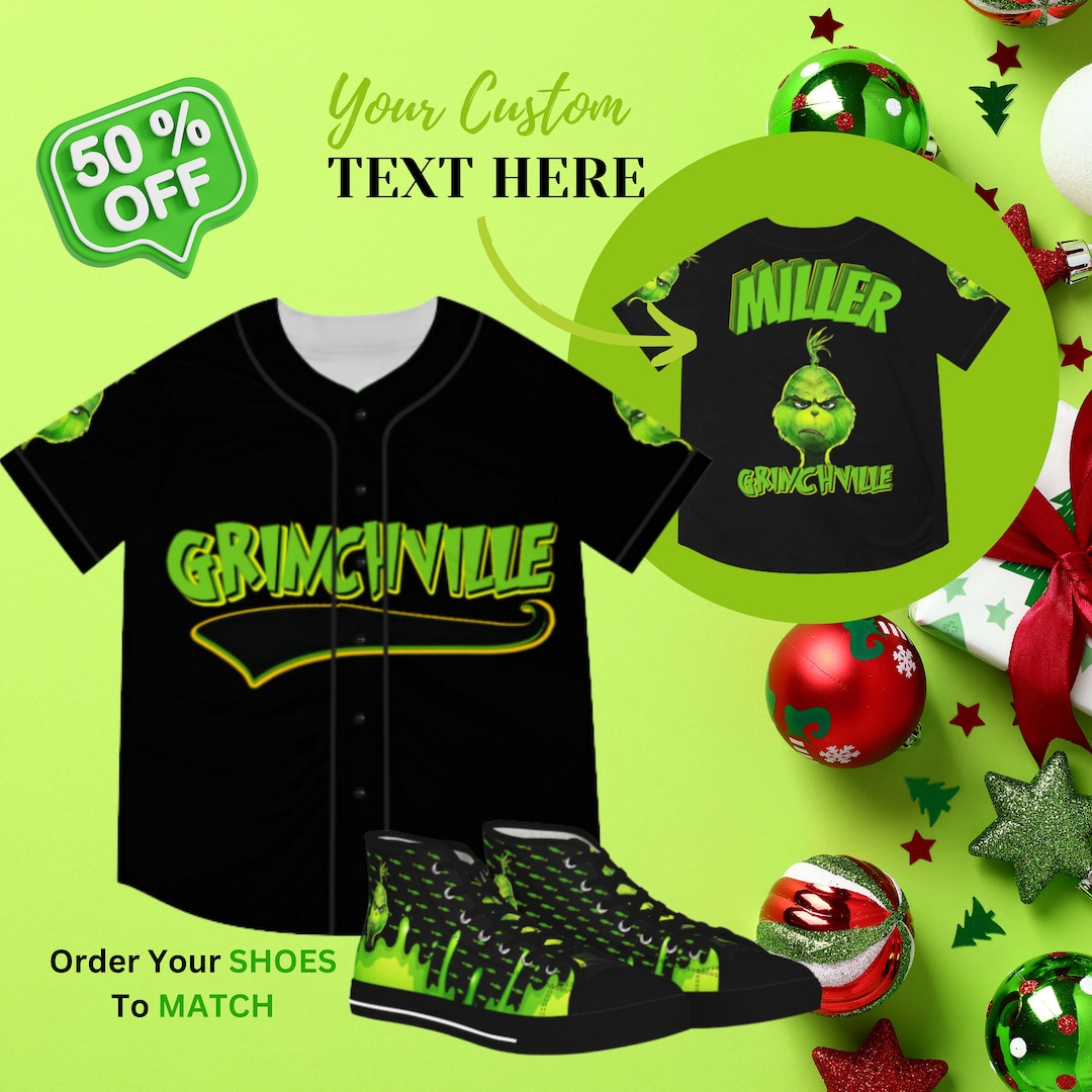 The Grinch, Baseball Athletic Jersey, Family Matching Shirt, Custom ...