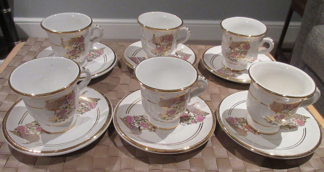 M H Pottery 6 X 24K Gold Inlay Coffee Cups and Saucers - Etsy