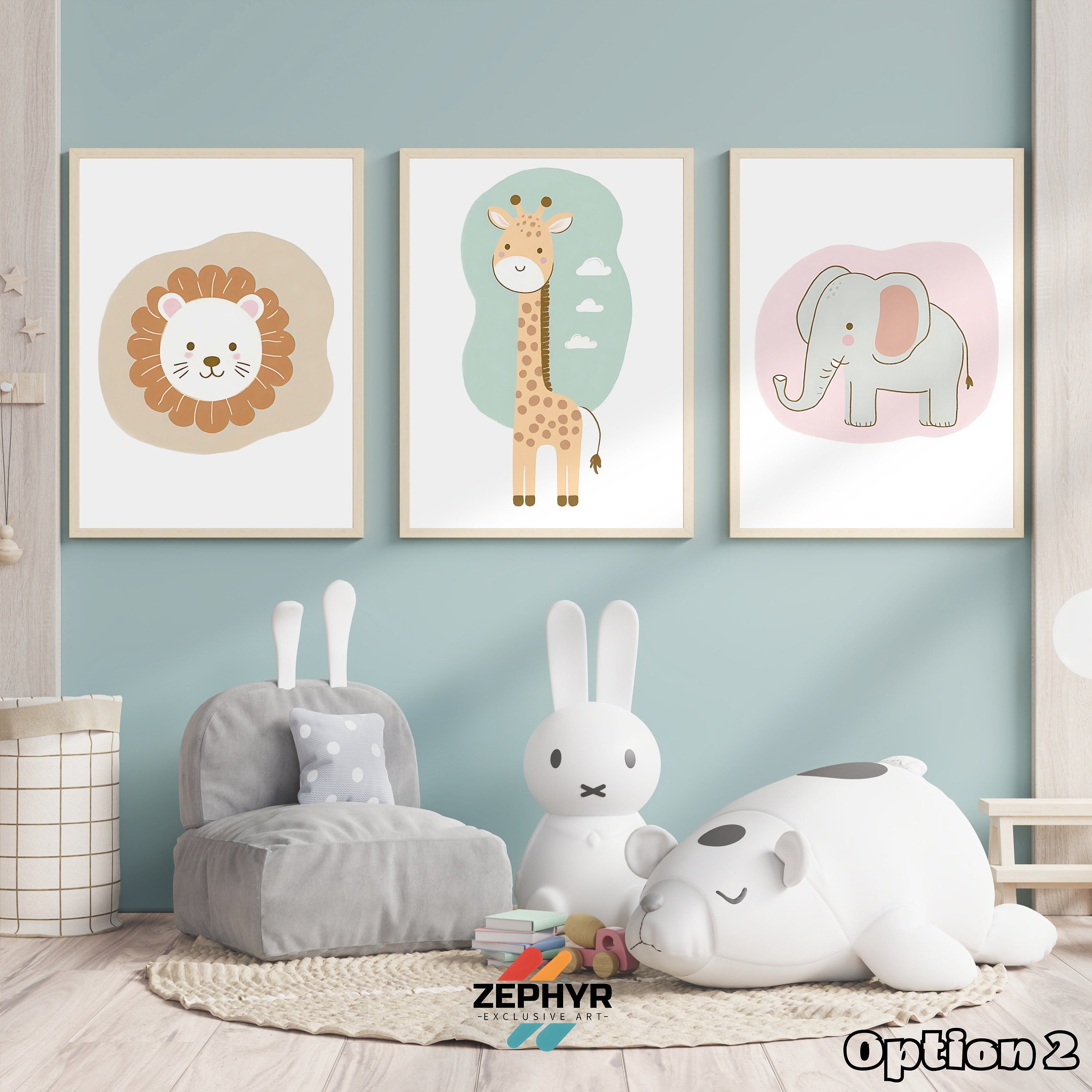 Printable Boho Lion, Elephant, Giraffe Wall Art, Boho Safari, Nursery ...